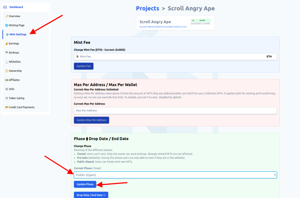 How to Create an NFT Project on Scroll with NFTs2Me - NFTs2Me