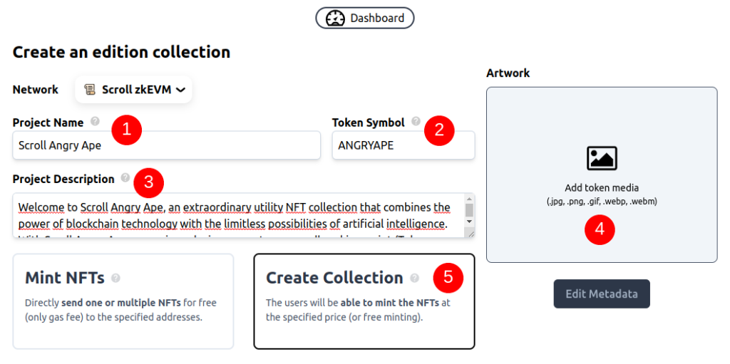 How to Create an NFT Project on Scroll with NFTs2Me - NFTs2Me