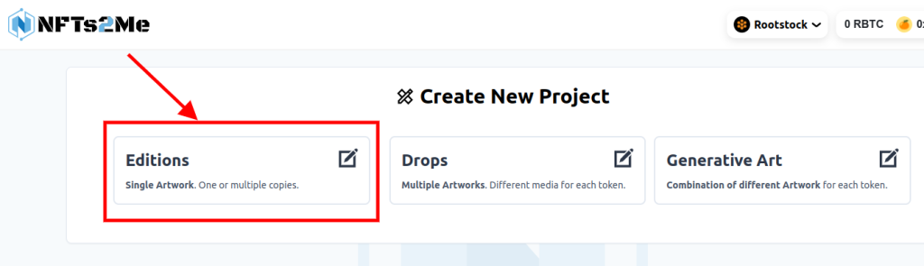 How to Create an NFT Project on Rootstock with NFTs2Me - NFTs2Me