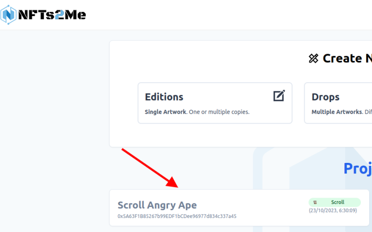 How to Create an NFT Project on Scroll with NFTs2Me - NFTs2Me