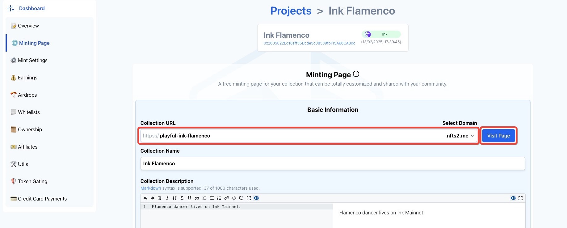 How to Create an NFT Project on Ink with NFTs2Me - NFTs2Me
