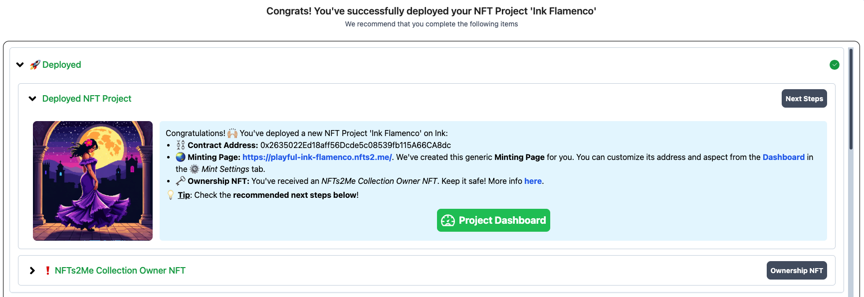 How to Create an NFT Project on Ink with NFTs2Me - NFTs2Me